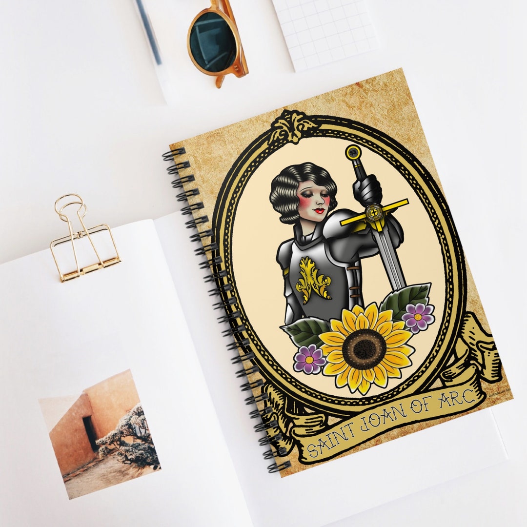 Saint Joan of Arc Notebook: Neo Traditional Tattoo Art, Ruled Line ...