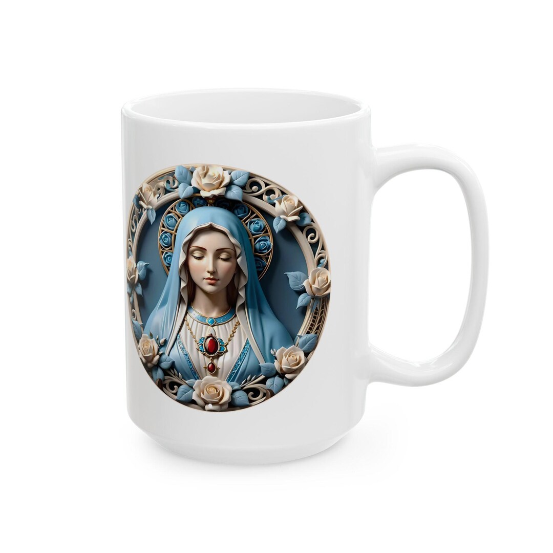 Blessed Virgin Mary Mug: Catholic Christian Ceramic Coffee Cup (11oz ...