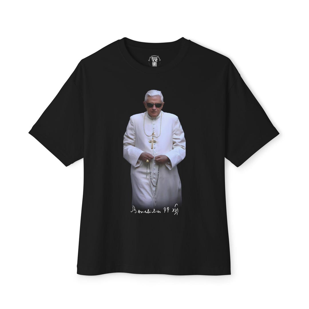 Retro Pope Benedict XVI Praying Rosary, Wearing Sunglasses, Signature ...