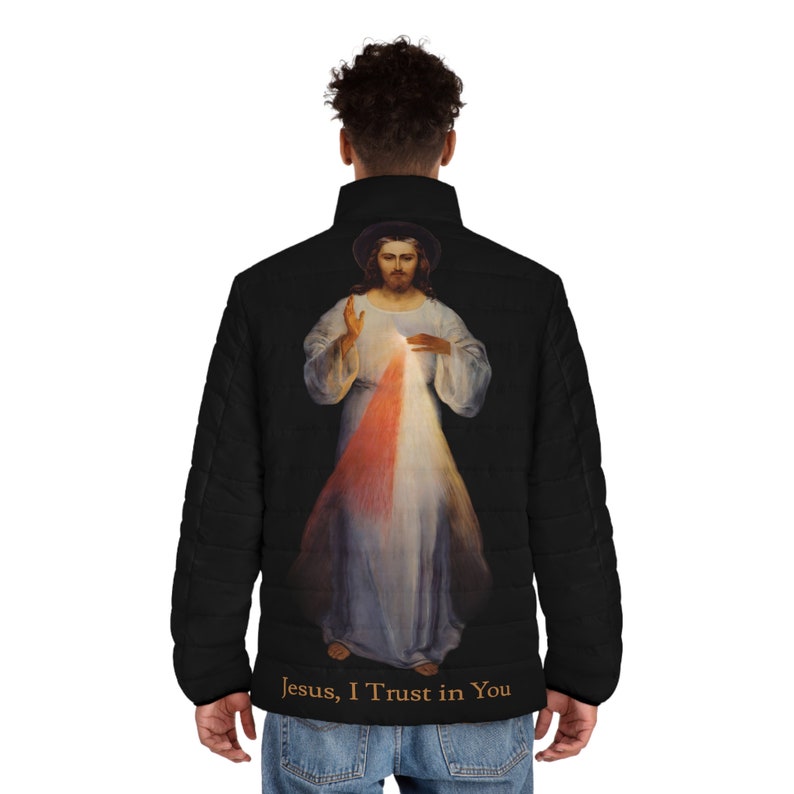 Divine Mercy Puffer Jacket: Catholic Christian Coat, Jesus I Trust in ...