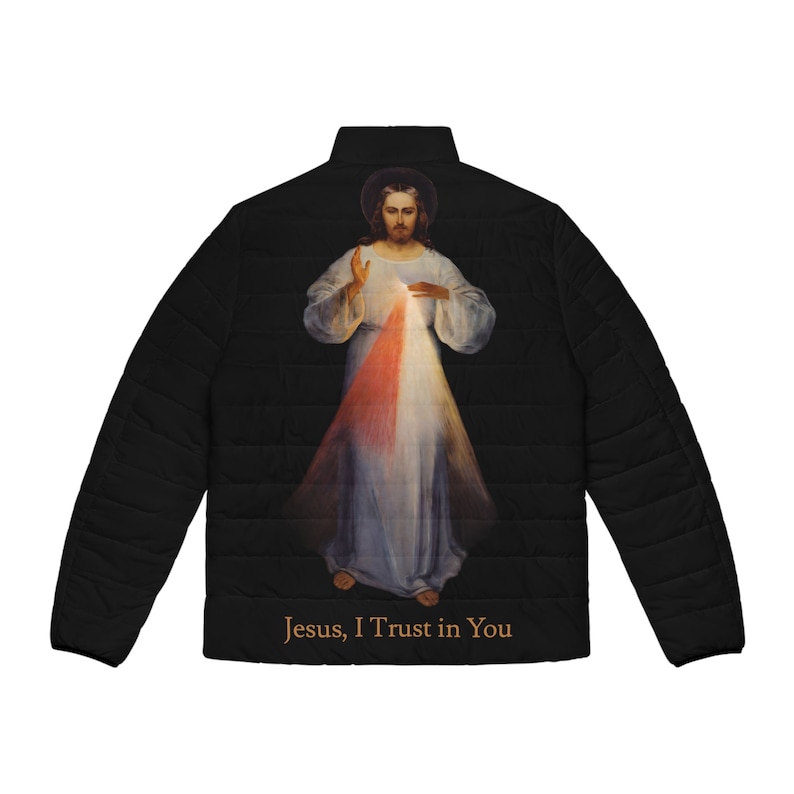 Divine Mercy Puffer Jacket: Catholic Christian Coat, Jesus I Trust in ...