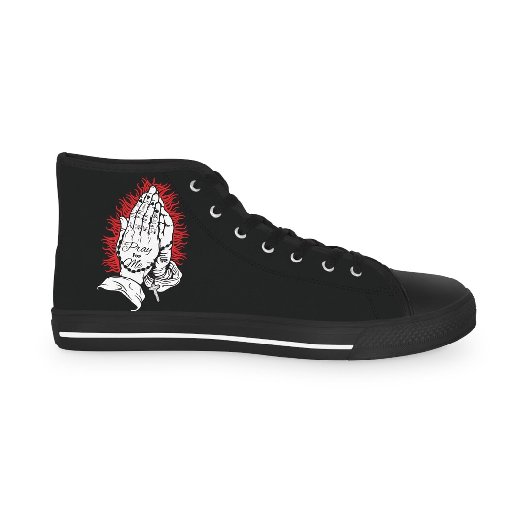 Pray for Me, Tattooed Hands and Rosary, SR Men's High Top Sneakers ...