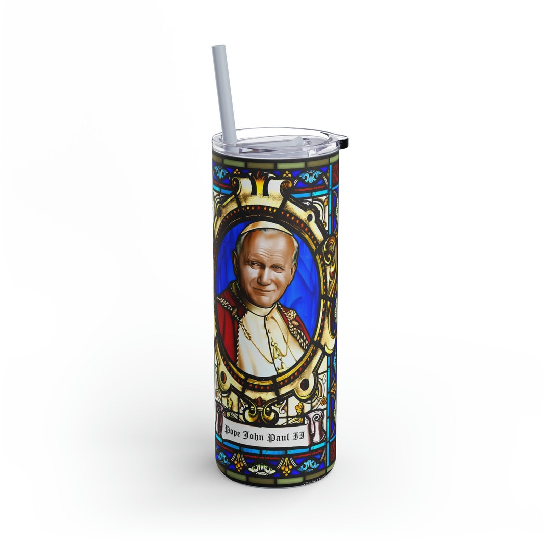 Pope John Paul II Stained Glass Tumbler: Catholic Christian Cup (20oz ...