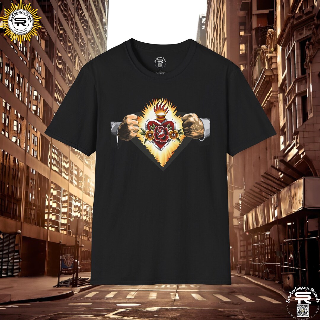 Sacred Heart of Jesus Ripping Through Shirt, SR Traditional Catholic ...