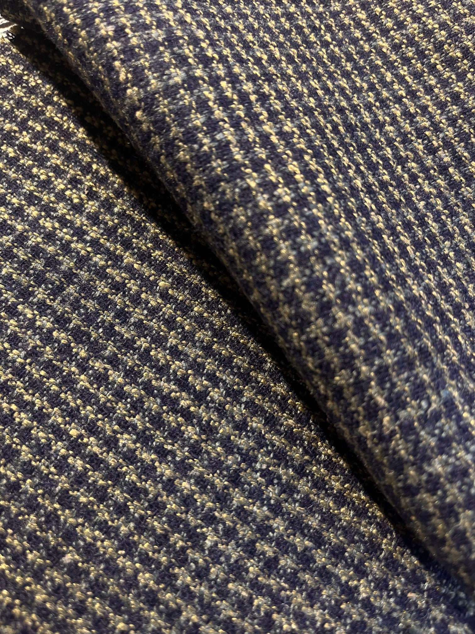 2 Yds for 24 Dollar , 50wool Italian Fabric (navy/green Houndstooth ...
