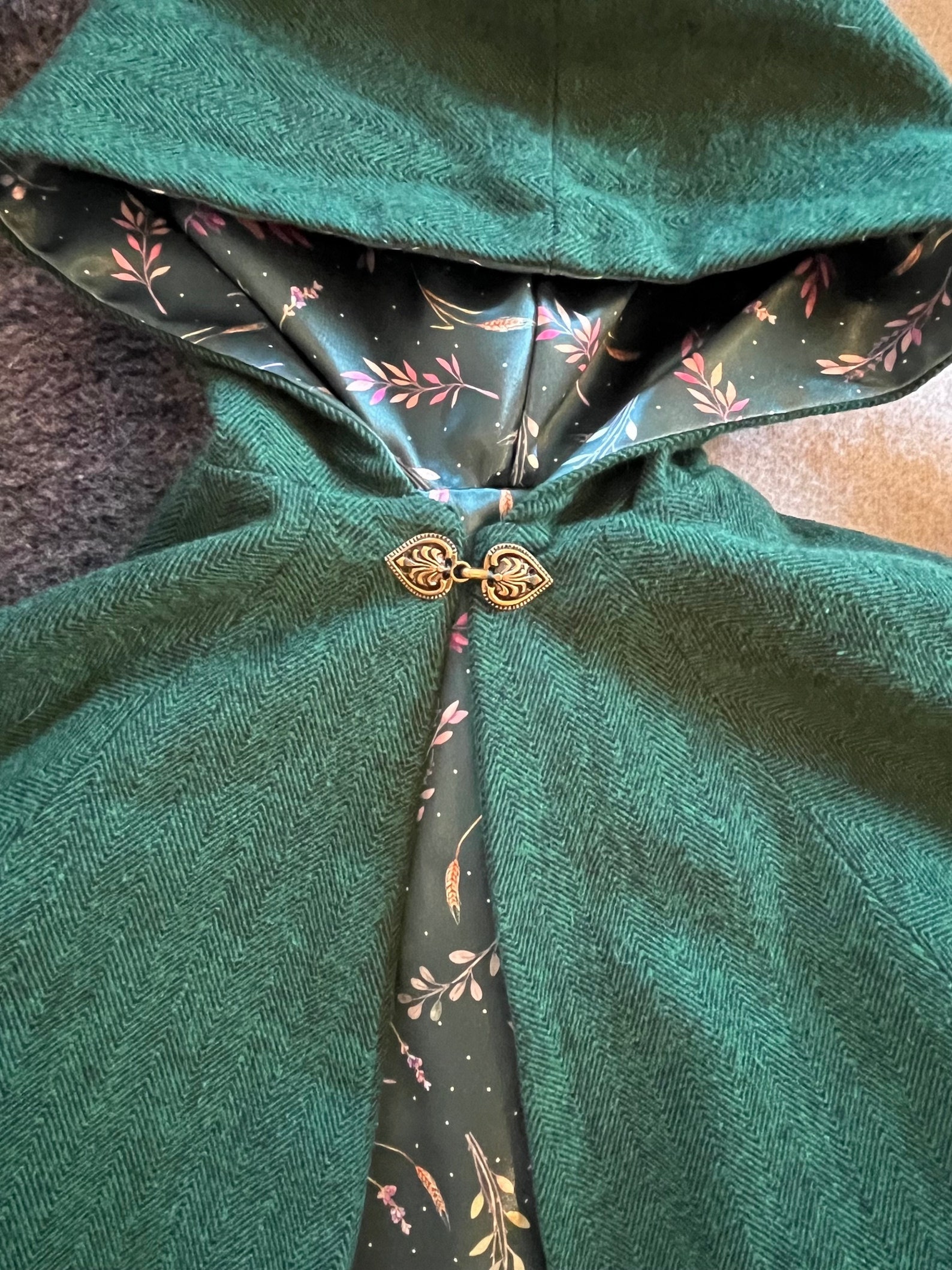Handmade Forest Green Cape - Kids Size Small, Herringbone Brushed ...