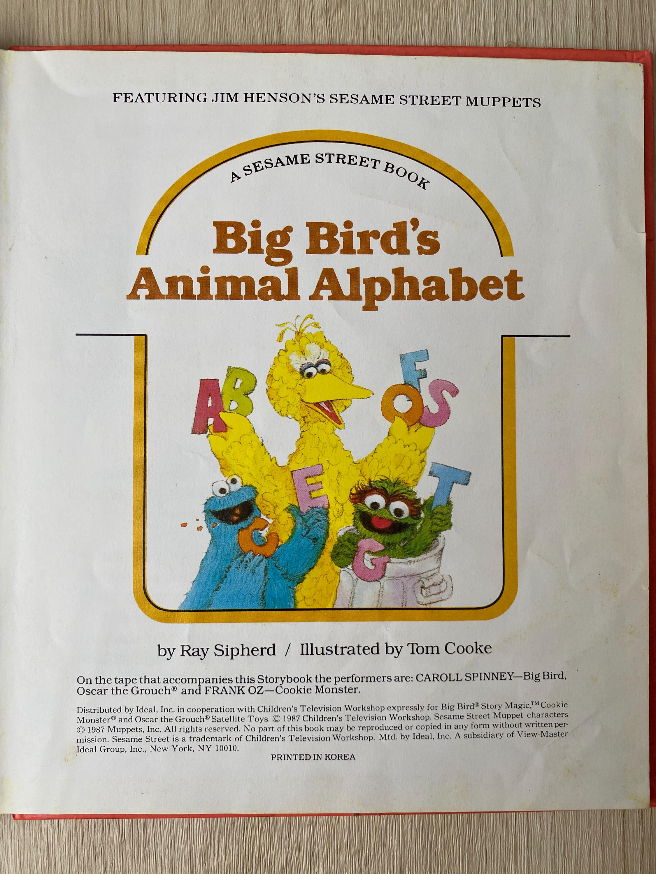 1987 Vintage Book Big Birds Animal Alphabet, Written by Ray Sipherd and ...