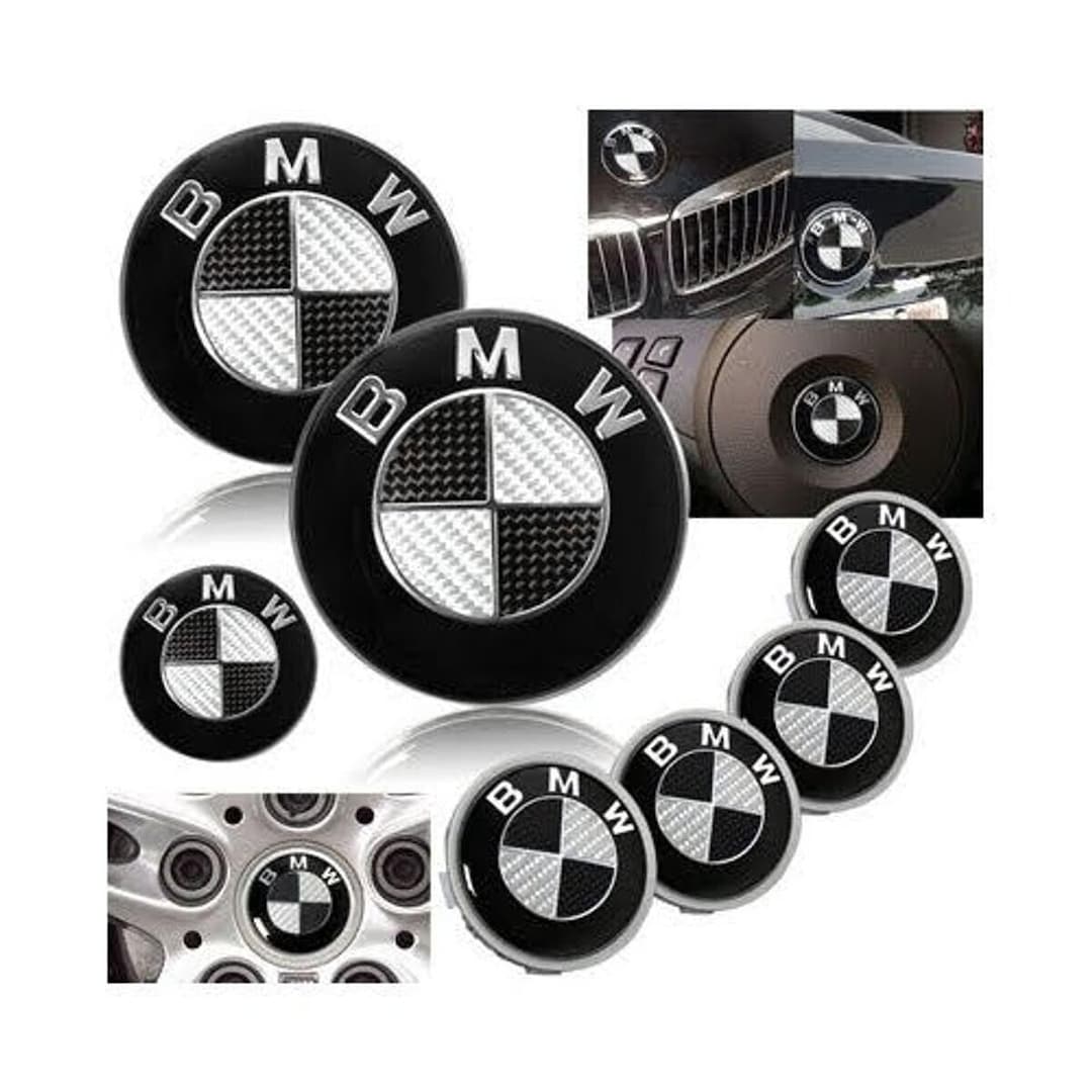 Carbon Fibre BMW Badge Full Set 7pc - See Description for Sizes - All ...