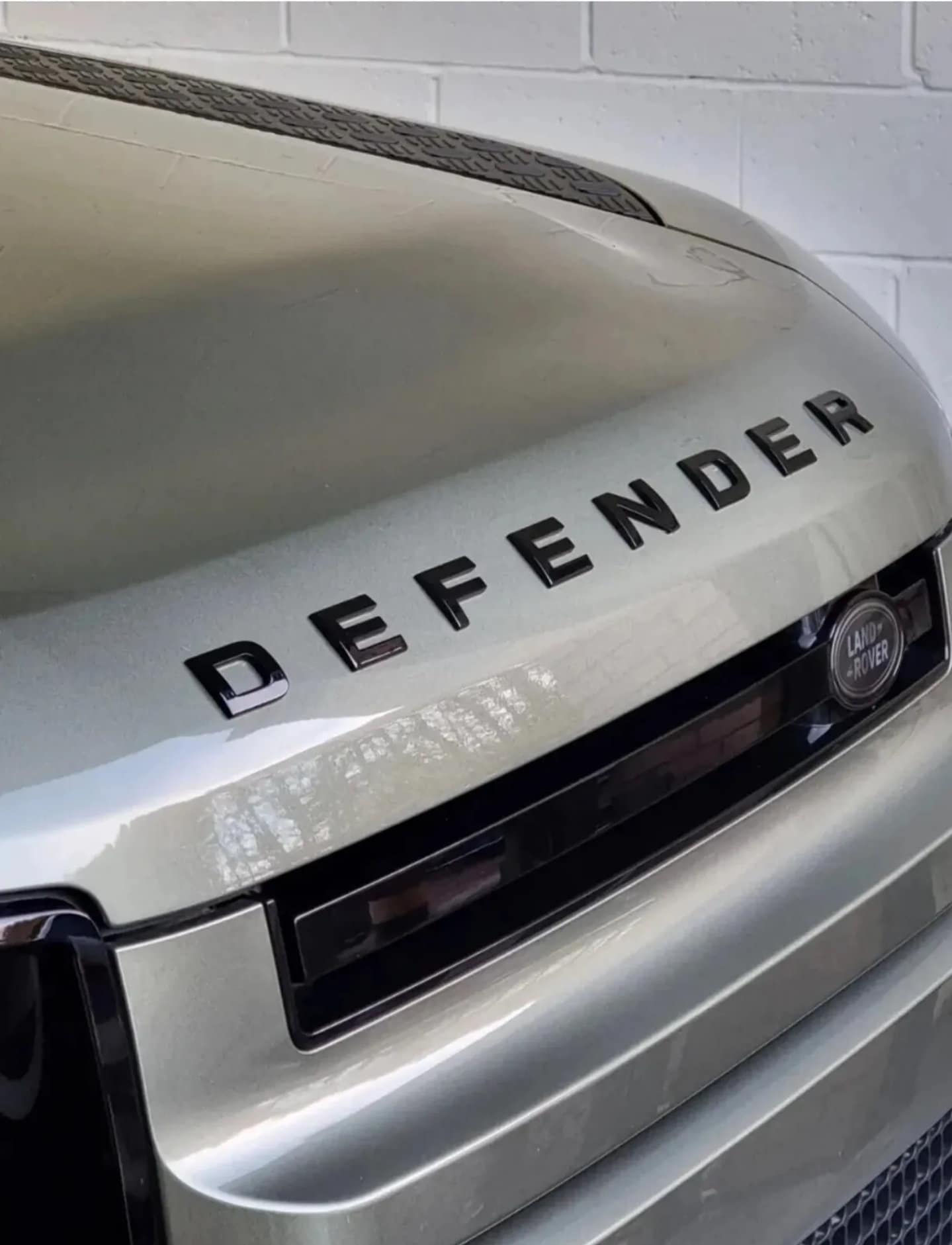 Land Rover Defender Bonnet Badge 3D Lettering Emblem Gloss Black 570mm ...