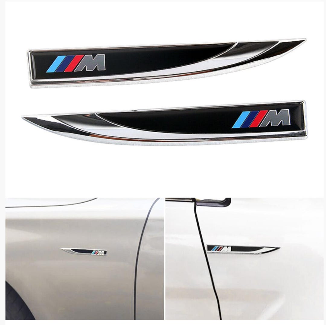 Metal BMW M Sport Emblem Gloss Black Fender Badge Sticker Side Wing ...