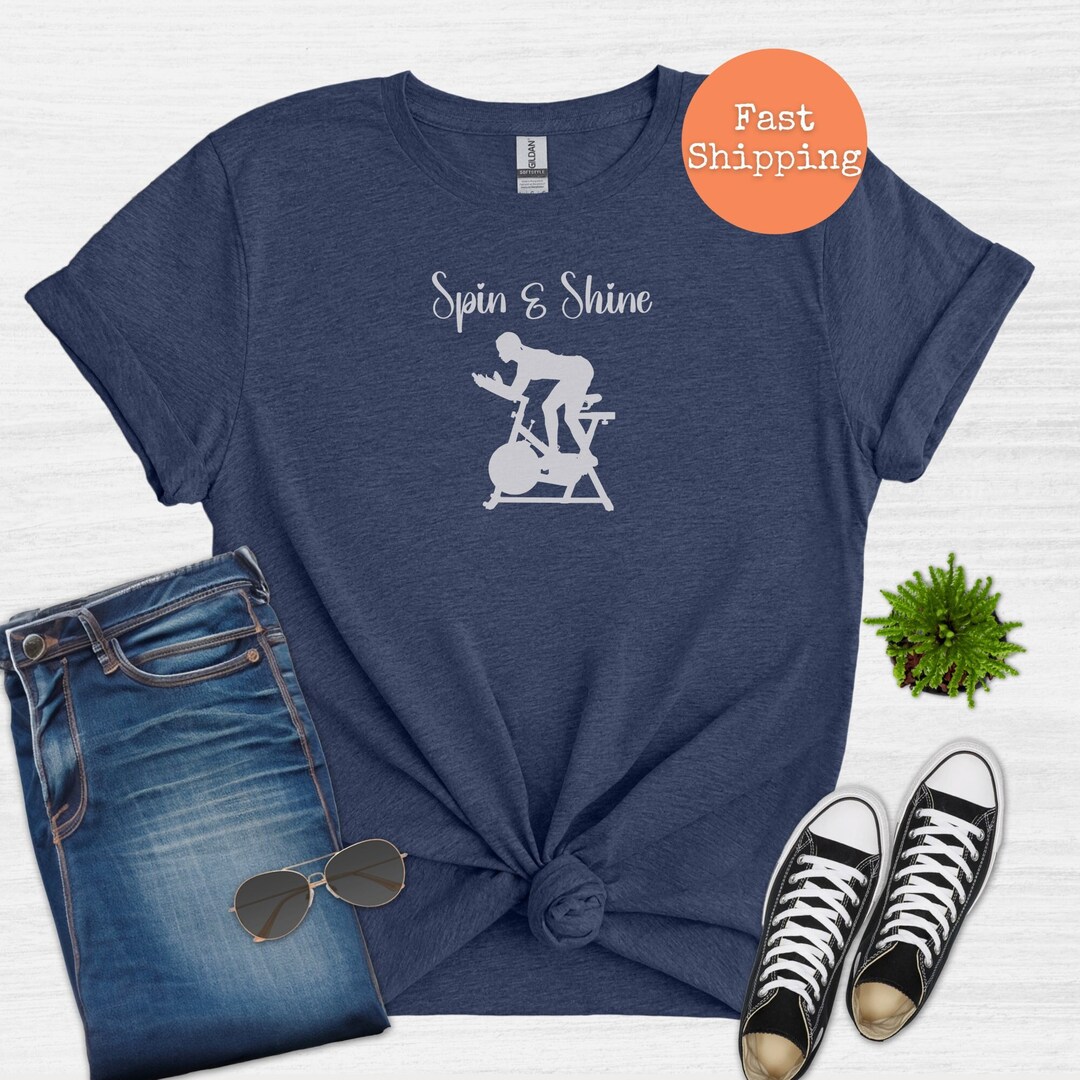 Spin & Shine, Spinning Cycling Enthusiast Spin T-shirt, Spin Bike Lover ...