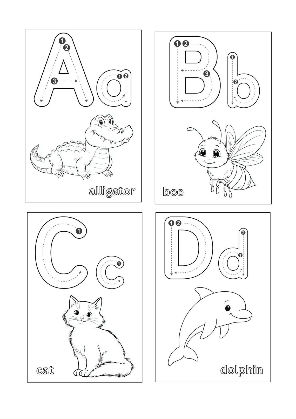Animal ABC Coloring Pages: 26 Printable Pdfs, Preschool Learning (A4 ...