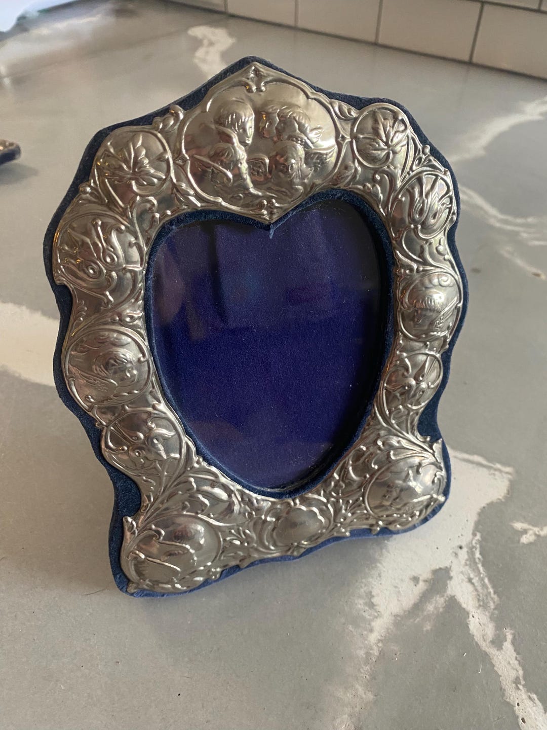 Vintage Sterling Silver Heart Picture Frame, Repousse Cherubs, Scroll ...