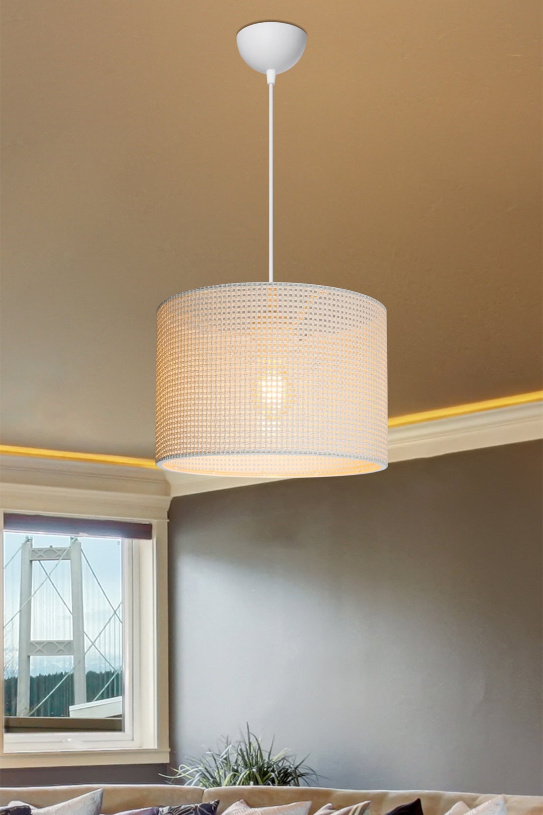 White Chandelier Ceiling Light Fabric Lamp - Etsy