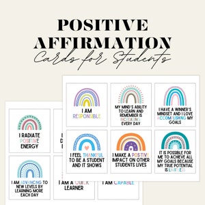 Positive Affirmation Cards for Students | 30 Positive Affirmation Cards ...