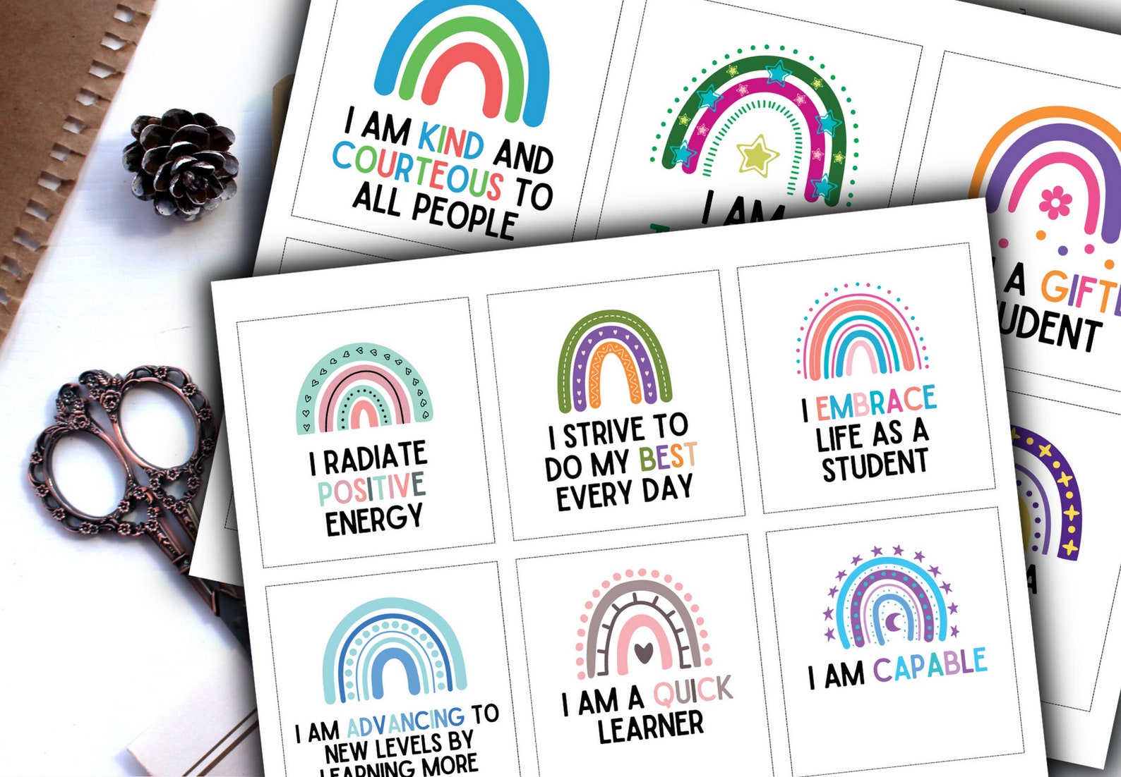 Positive Affirmation Cards for Students | 30 Positive Affirmation Cards ...