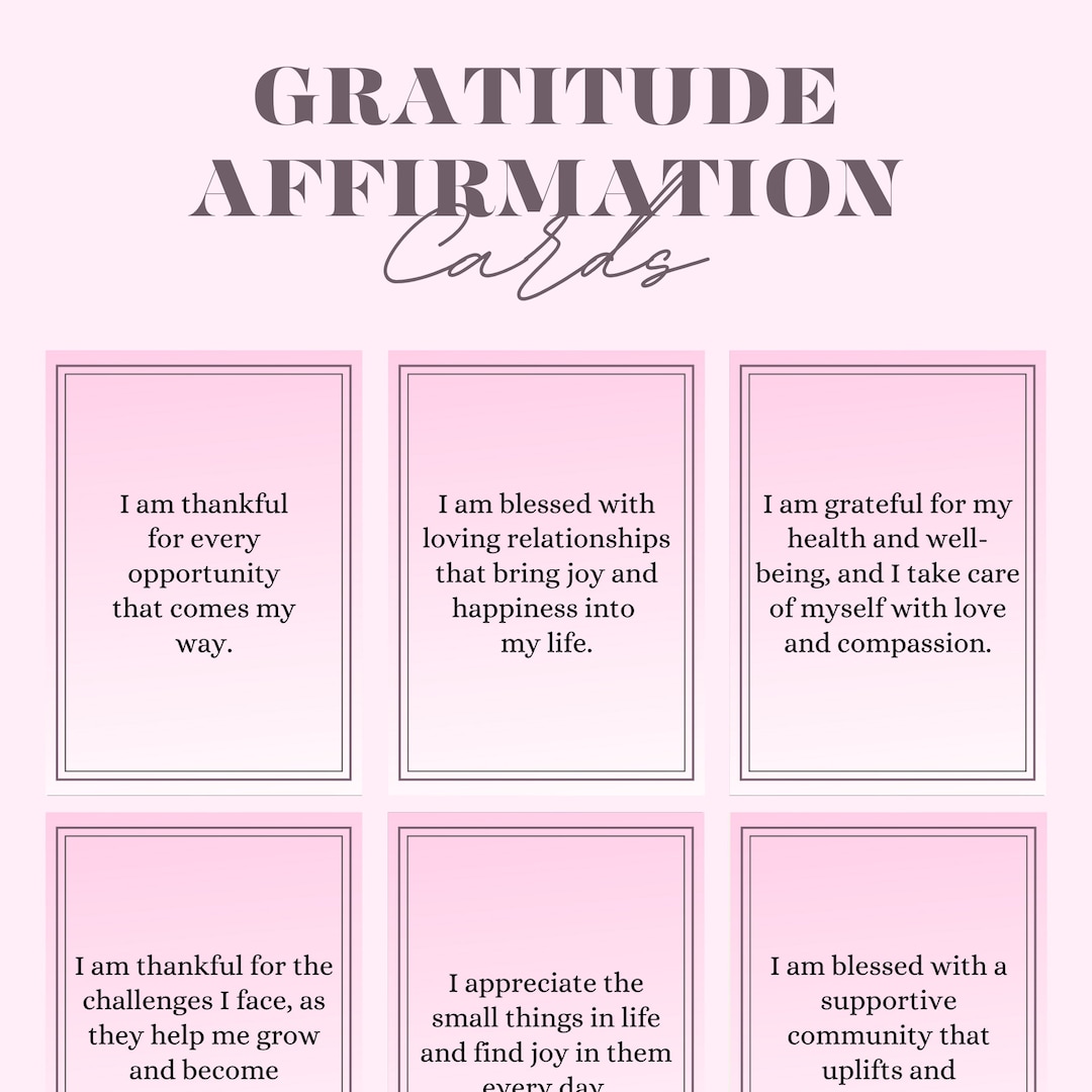 50 Gratitude Affirmation Cards | Daily Gratitude Card | Gratitude ...
