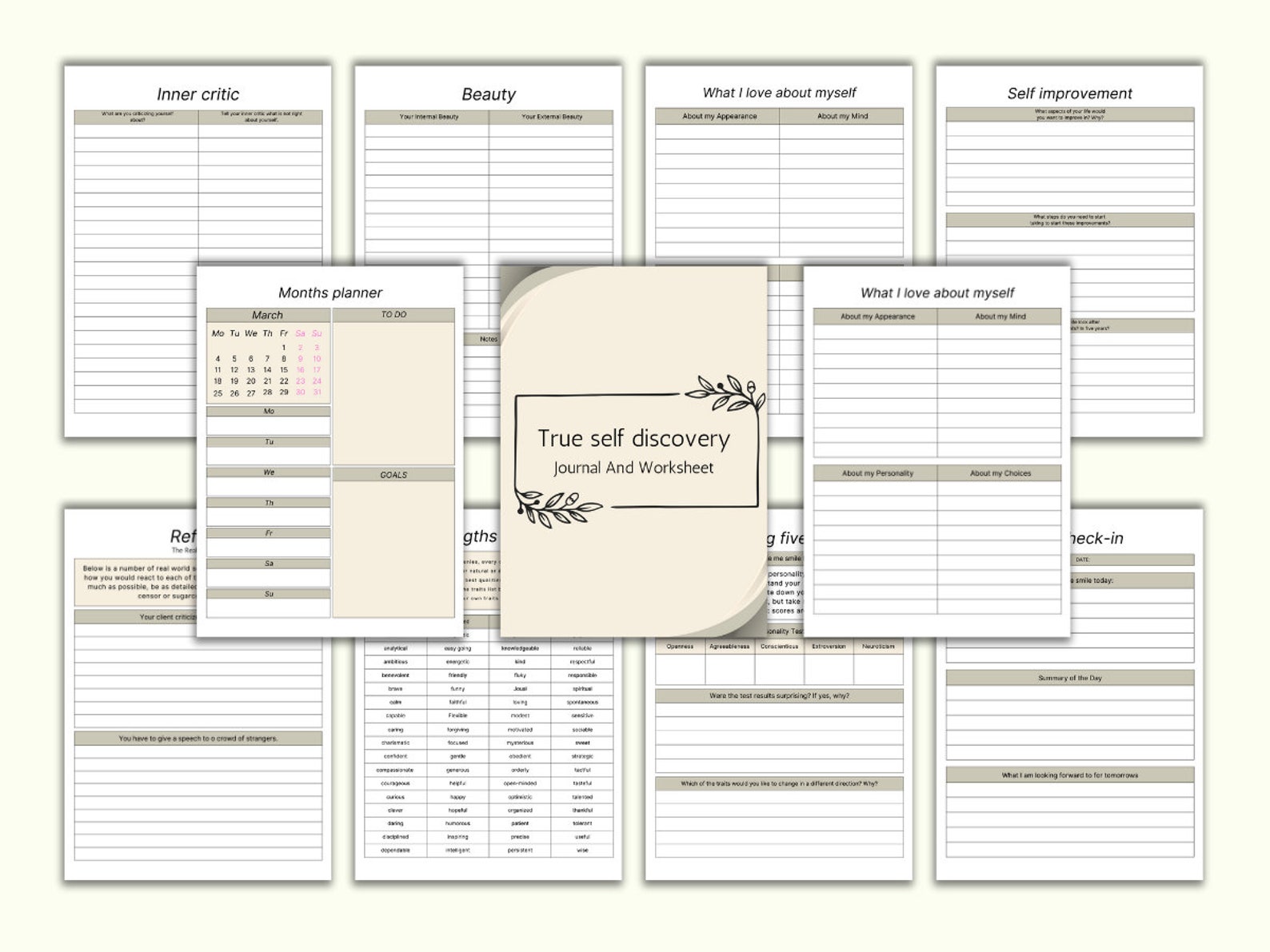 Self Discovery Journal, Reflection Journal, Self Improvement Worksheet ...