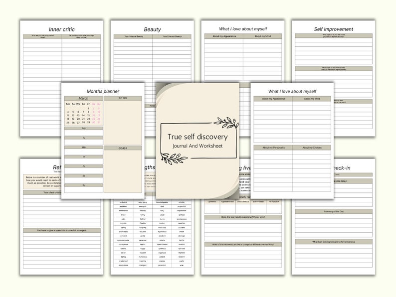 Self Discovery Journal, Reflection Journal, Self Improvement Worksheet, Self Discovery Prompts ...