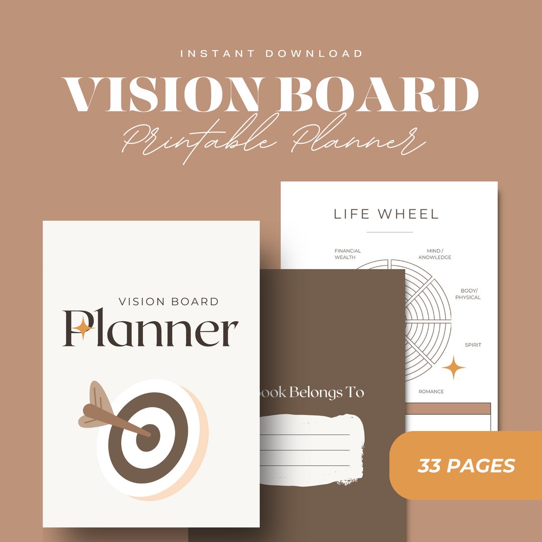 Vision Board Planner | Printable Journal | Gratitude Worksheet | Dream ...