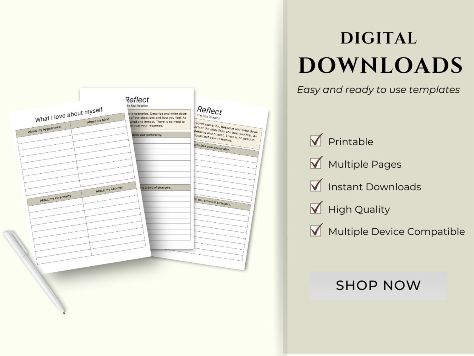 Self Discovery Journal, Reflection Journal, Self Improvement Worksheet ...