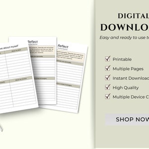 Self Discovery Journal, Reflection Journal, Self Improvement Worksheet ...