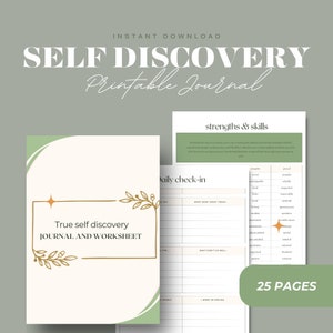 Self Discovery Journal Reflection Journal Self-improvement Worksheet ...