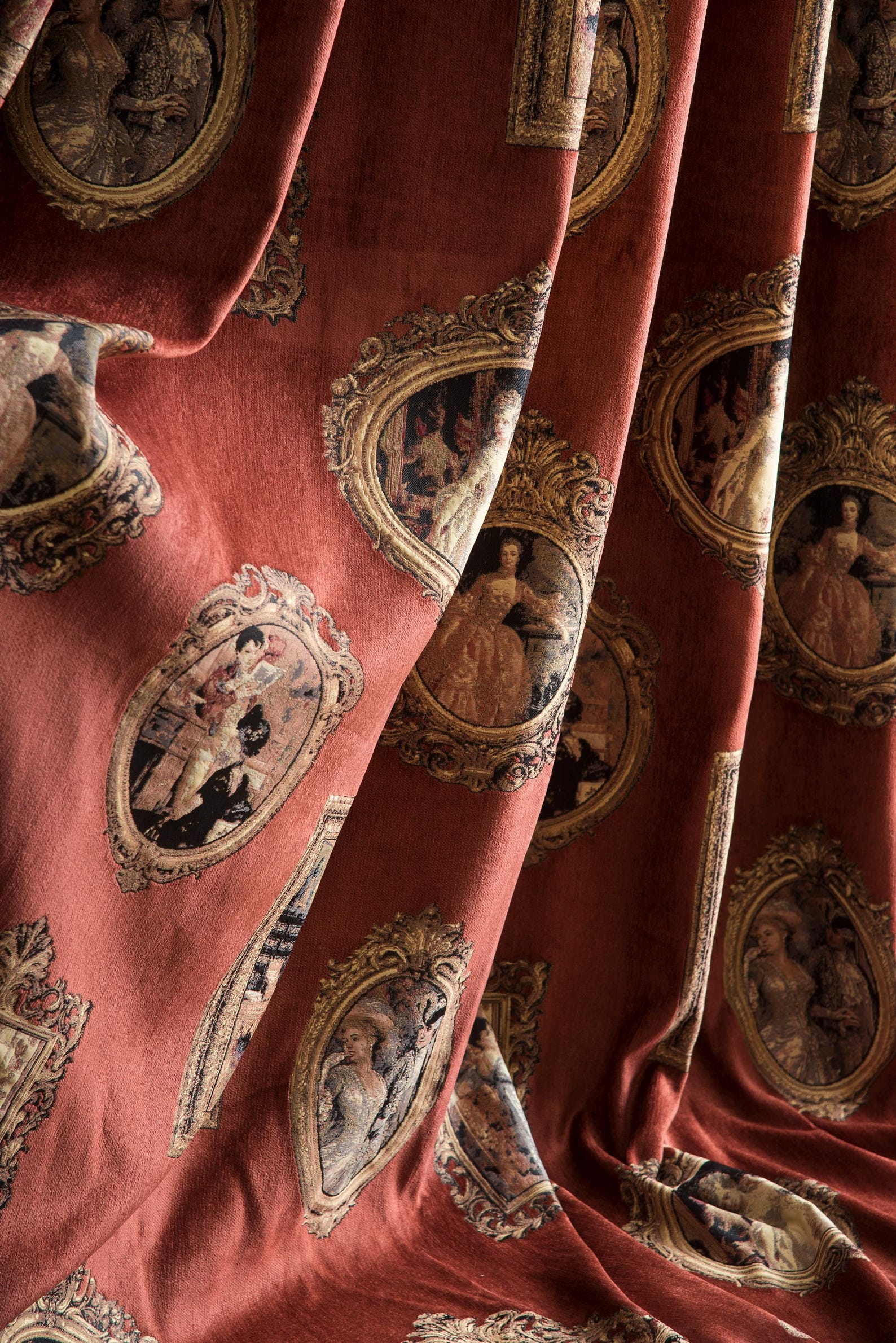 Vintage Baroque Curtains Panel, Portrait Print Drapes, White Black ...
