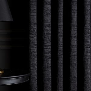 Bohemian Black Crinkled Curtains, Luxury Textured Curtains Panel ...