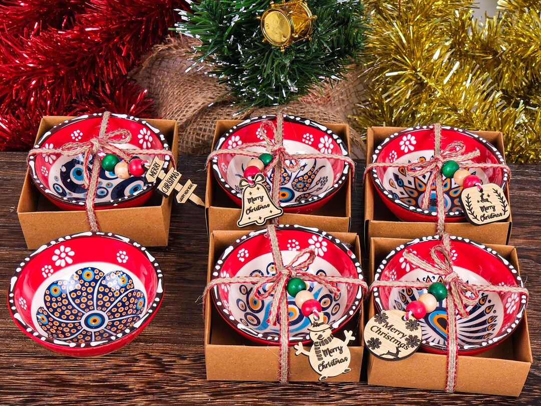 Turkish Cini Porcelain Bowl, Merry Christmas Gifts, Christmas Party ...