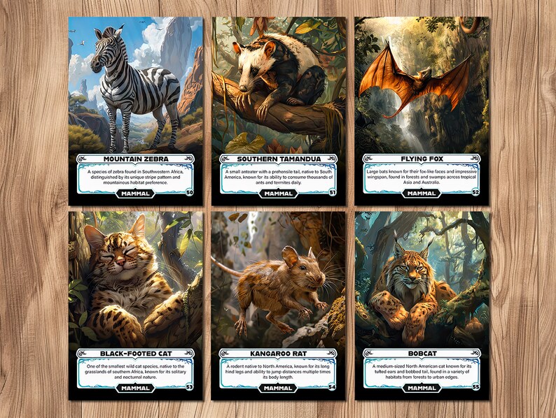 100 Mammal Animal Flash Cards for Kids - Educational Biology Study Tool ...