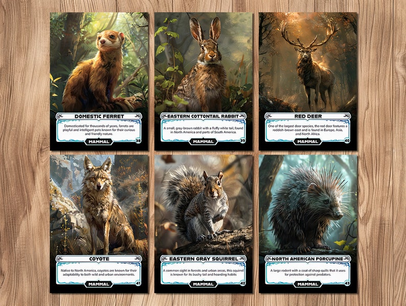 100 Mammal Animal Flash Cards for Kids - Educational Biology Study Tool ...