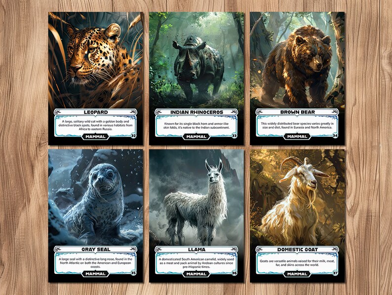 100 Mammal Animal Flash Cards for Kids - Educational Biology Study Tool ...