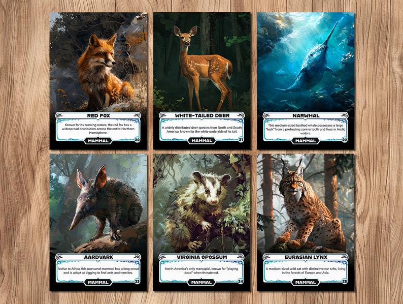 100 Mammal Animal Flash Cards for Kids - Educational Biology Study Tool ...