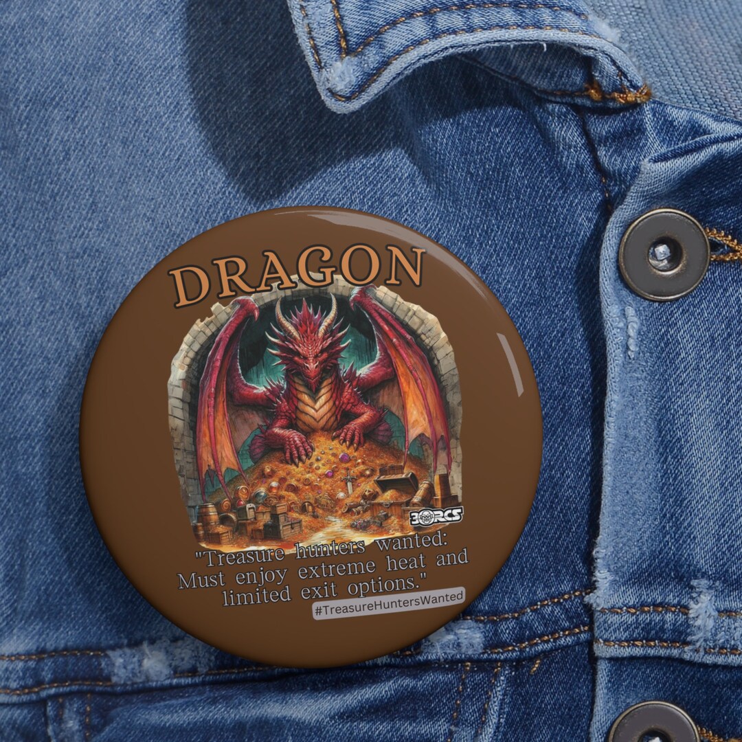 DND Dungeons & Dragons Red Dragon Treasure Hunter Metal Pin Button - Etsy
