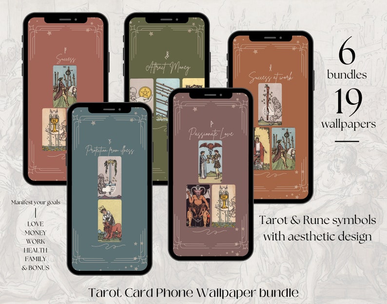 Tarot Card Phone Wallpaper Bundles for Everyday Life I Manifest Goals ...
