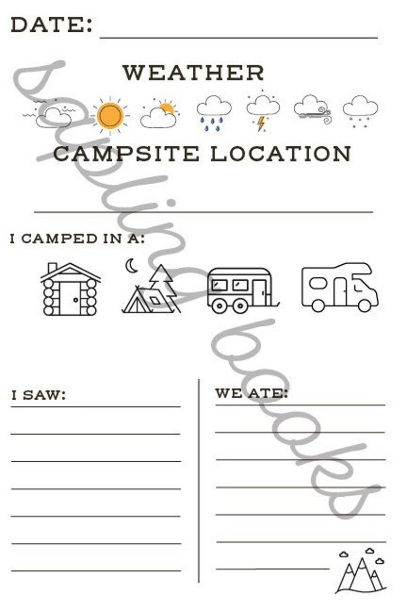 Camp Log Book digital Download - Etsy