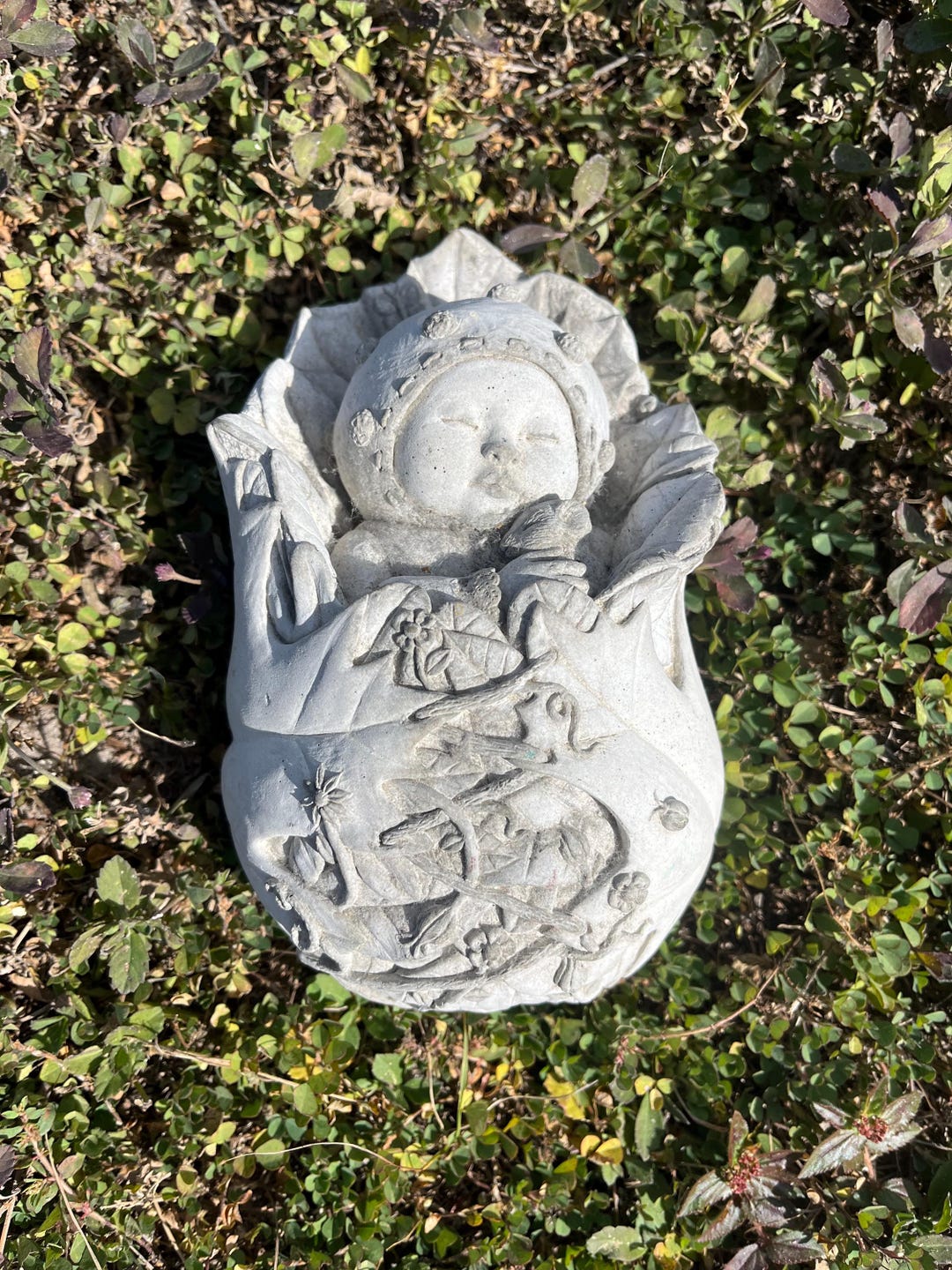 Carruth Studio Peapod Pixie Fairy Baby Holding Baby Mouse Garden Stone Plaque 1998 - Etsy