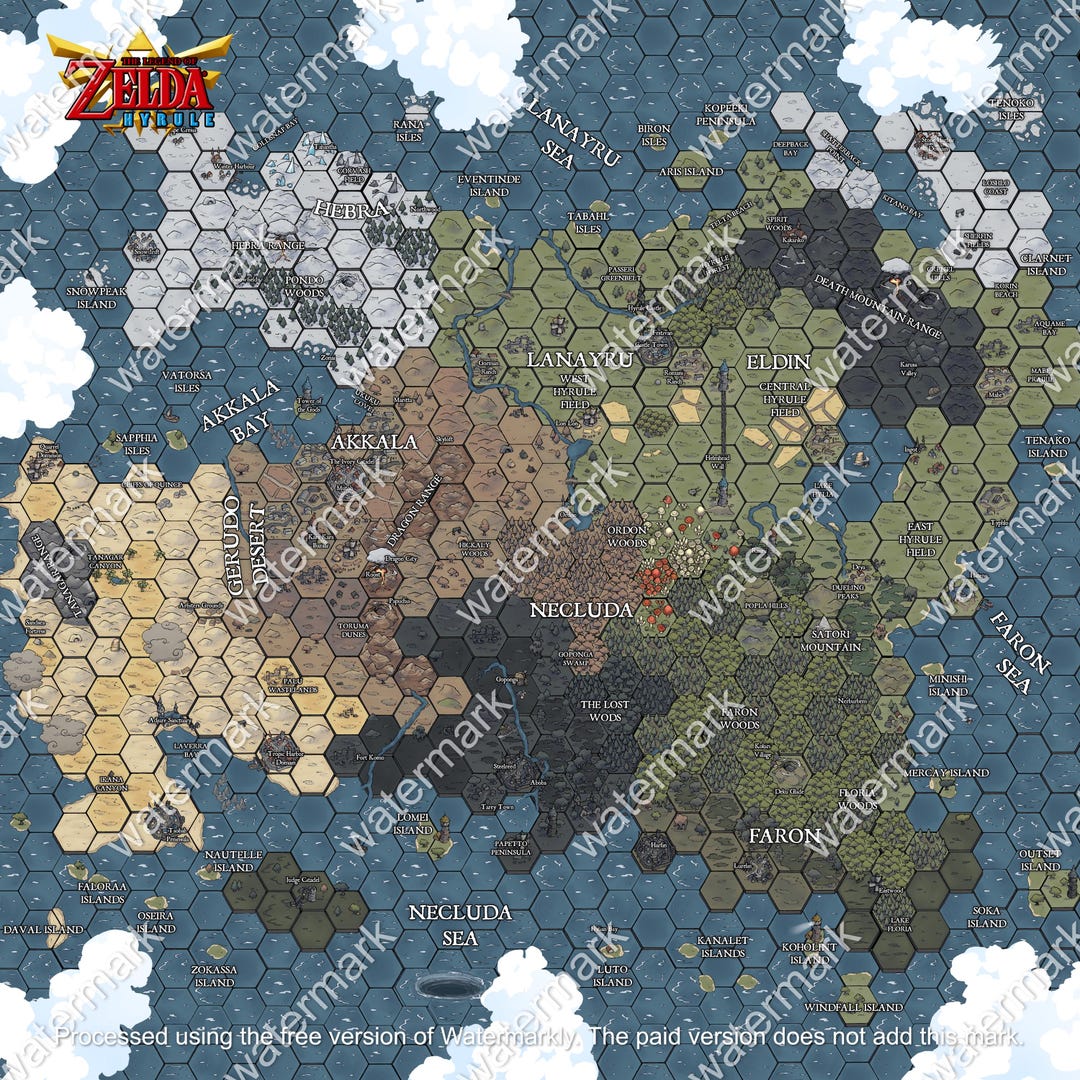 Zelda Nintendo Hyrule 8 Bit Digital Fan Art Map - Etsy