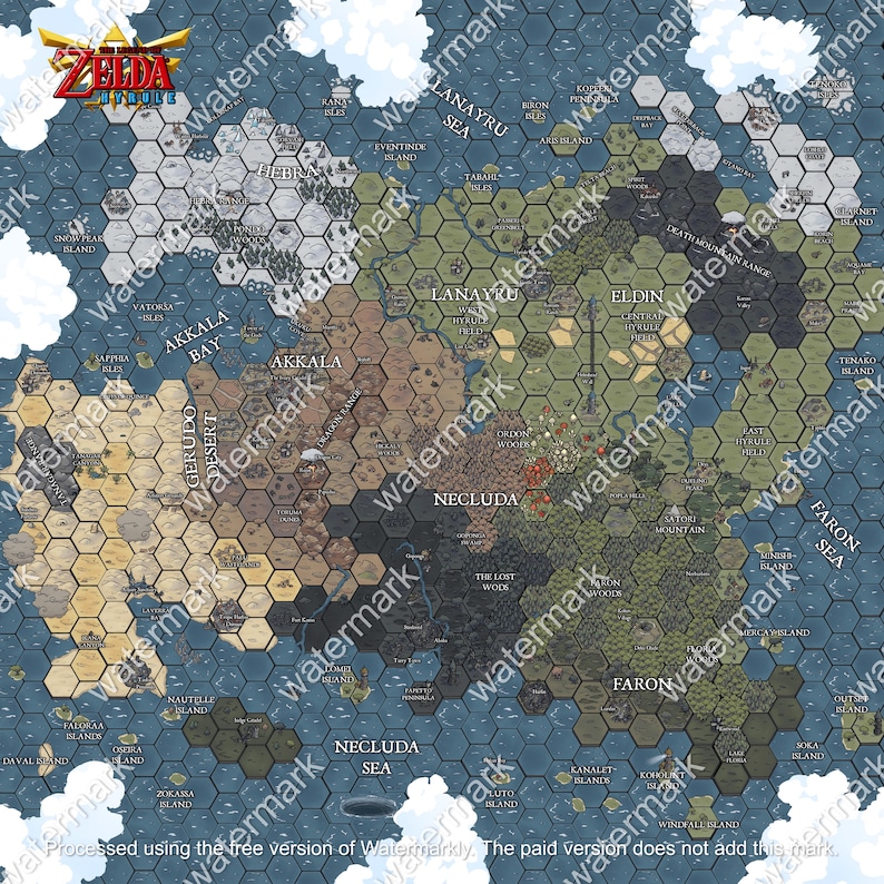 Zelda Nintendo Hyrule 8 Bit Digital Fan Art Map - Etsy