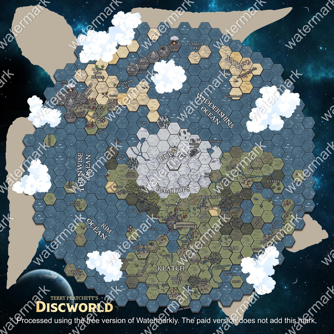 Terry Pratchett Discworld 8 Bit Style World Map - Etsy