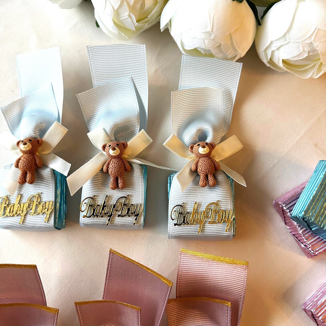 Teddy Bear Baby Shower Chocolate Favor, Baby Girl Chocolate, Baby Boy ...