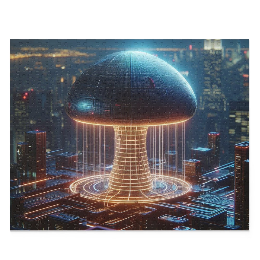 Fun Puzzle, Modern Puzzle, Digital Art Puzzle, Futuristic Mushroom ...