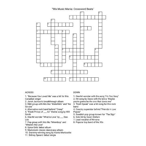 Crossword Puzzle 101 Through the 90sto 00s Largr Printvol 2PDF Download ...