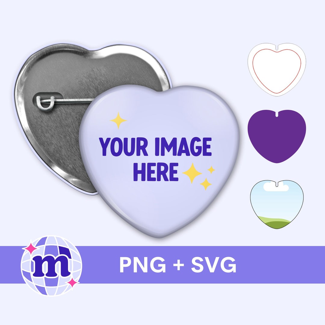 Heart Button Template PNG SVG - Etsy