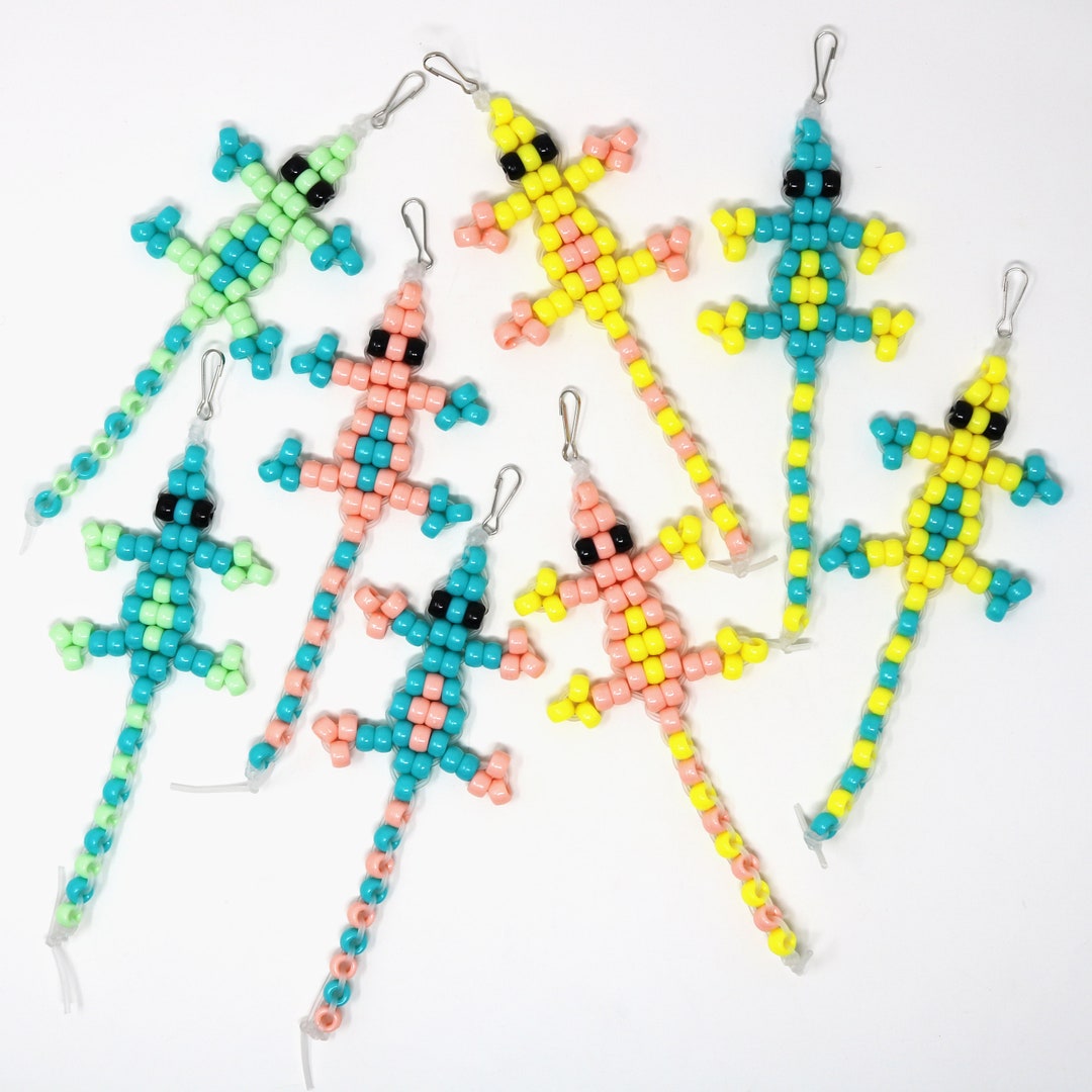 Beaded Lizard / Gecko Keychain Pony Bead 90s Baby Y2K Nostalgia Millennial Gift Animal ...