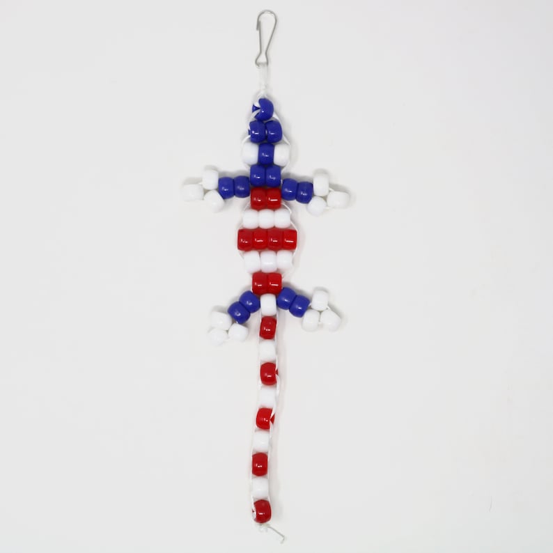 Beaded Lizard Flag Snake / Gecko Keychain Pony Bead 90s Baby Y2K ...