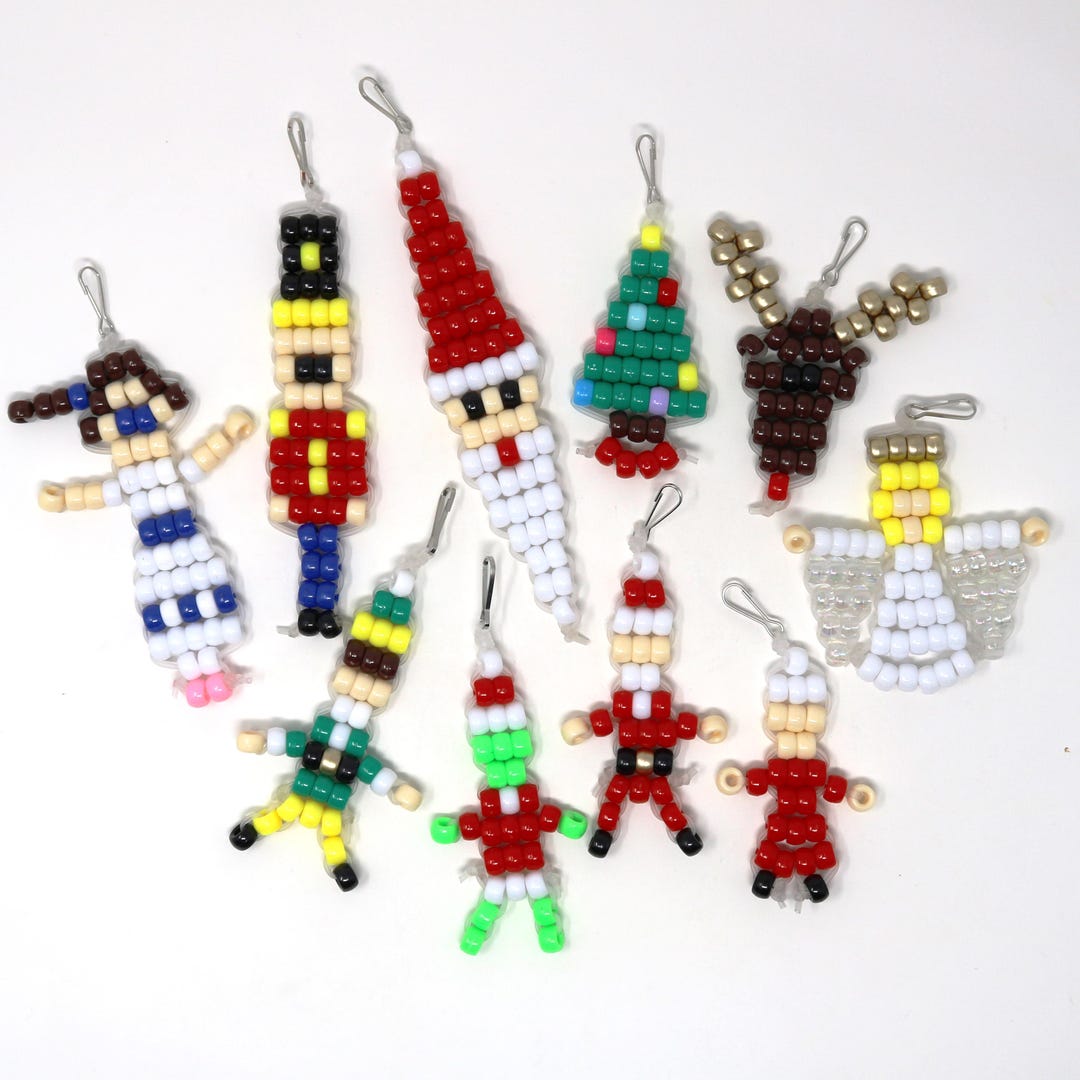 Beaded Christmas Keychain Gift Tag / Santa Reindeer Rudolph Nutcracker ...