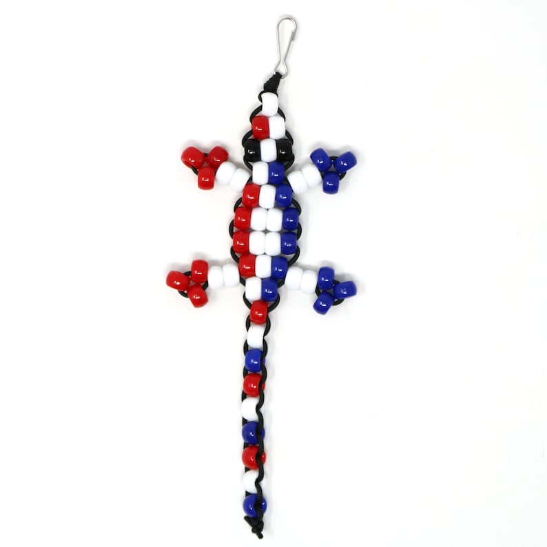 Beaded Lizard Flag Snake / Gecko Keychain Pony Bead 90s Baby Y2K ...