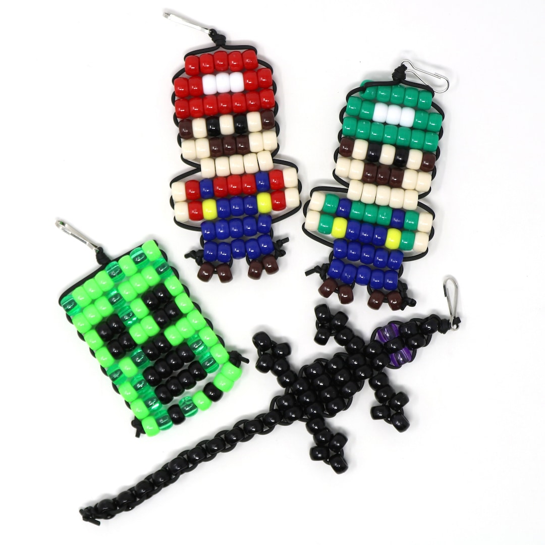 Mario Luigi Minecraft Creeper Enderman Lizard / Video Game Beaded ...